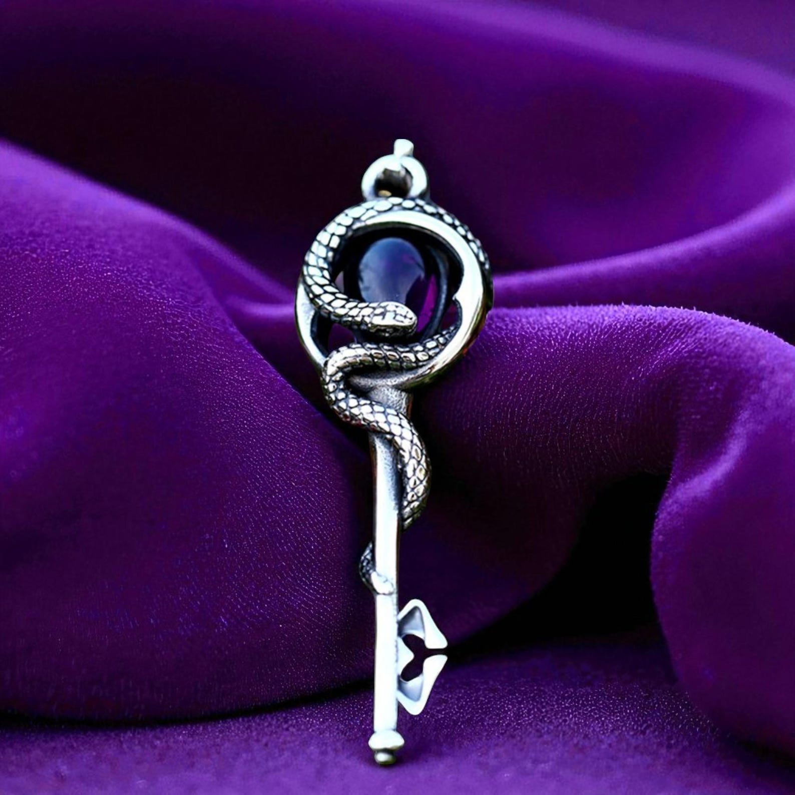 Purple Crystal Key Necklace: Gothic Witchy Jewelry Gift - Etsy
