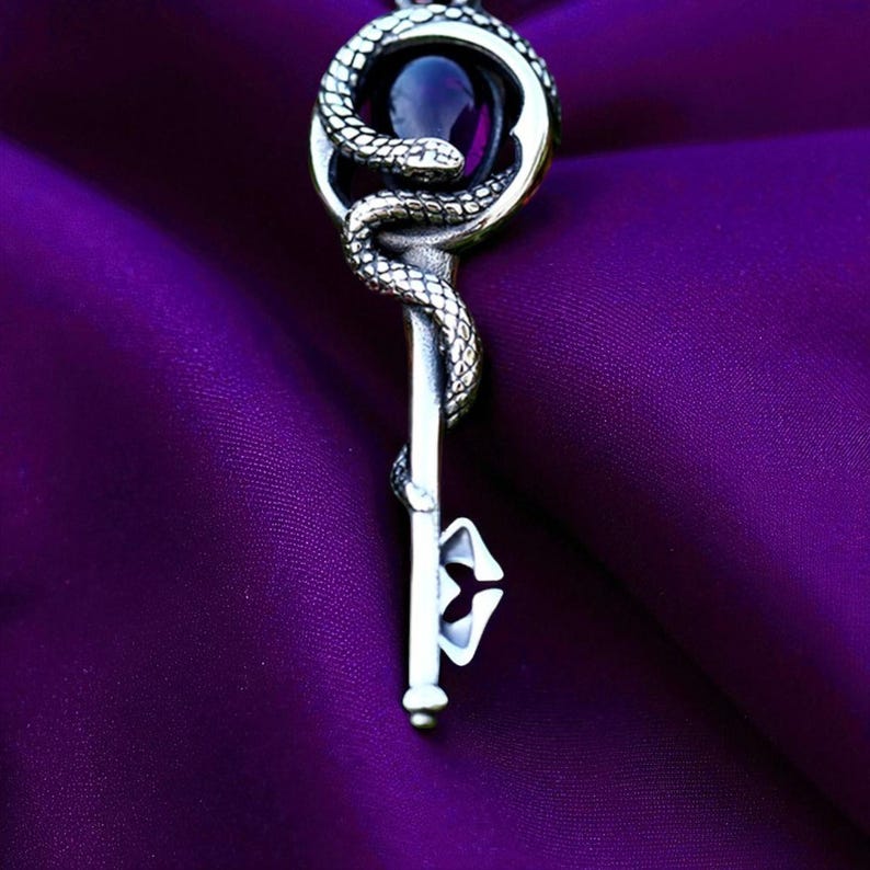 Purple Crystal Key Necklace: Gothic Witchy Jewelry Gift - Etsy