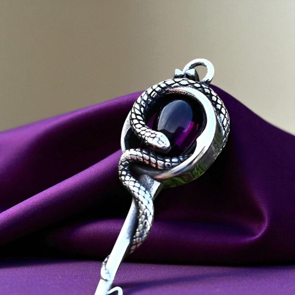 Purple Crystal Key Necklace: Gothic Witchy Jewelry Gift - Etsy