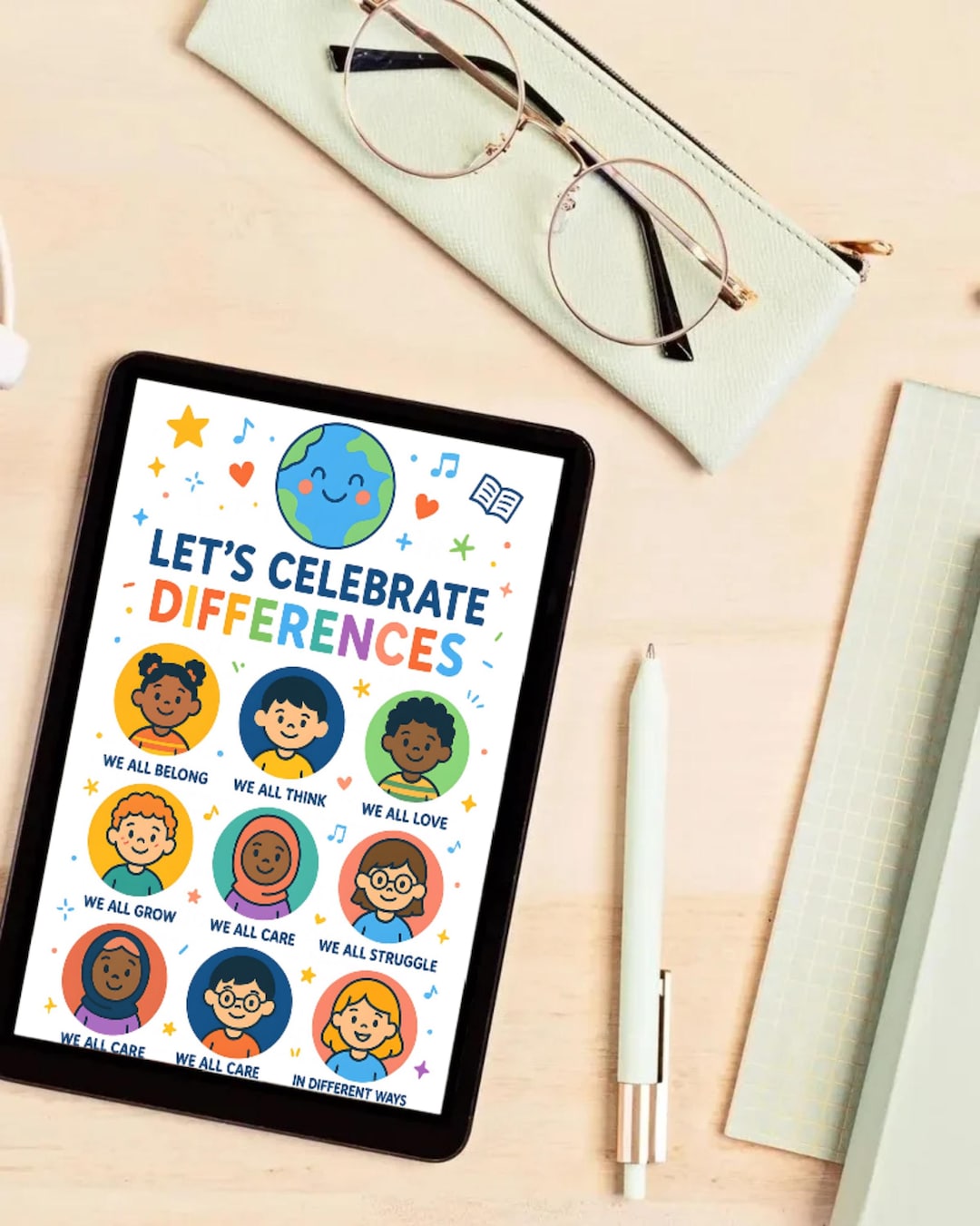 Celebrate Differences Print: Neutral Classroom Decor, Inclusion ...