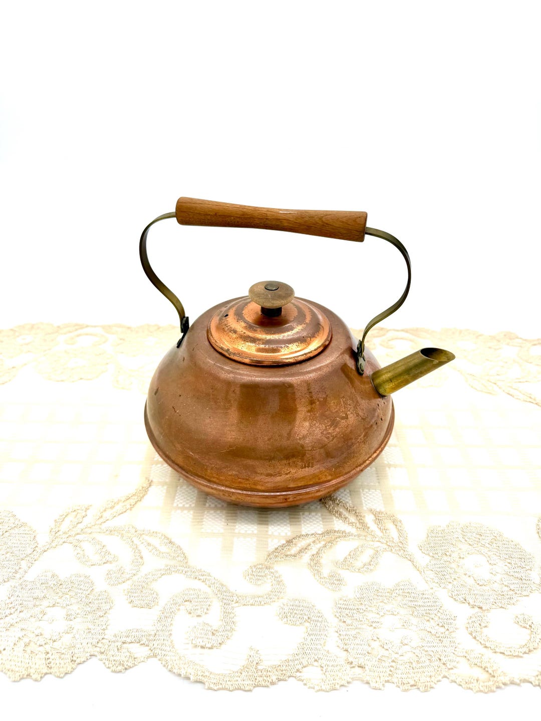 Vintage Copper Tea Kettle - Wooden Handle - Spartan - Minnesota - Etsy