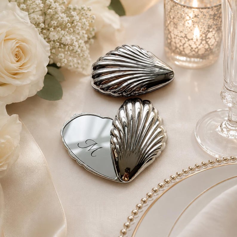 Personalized Initials Seashell Compact Mirror,custom Engraved Shell ...