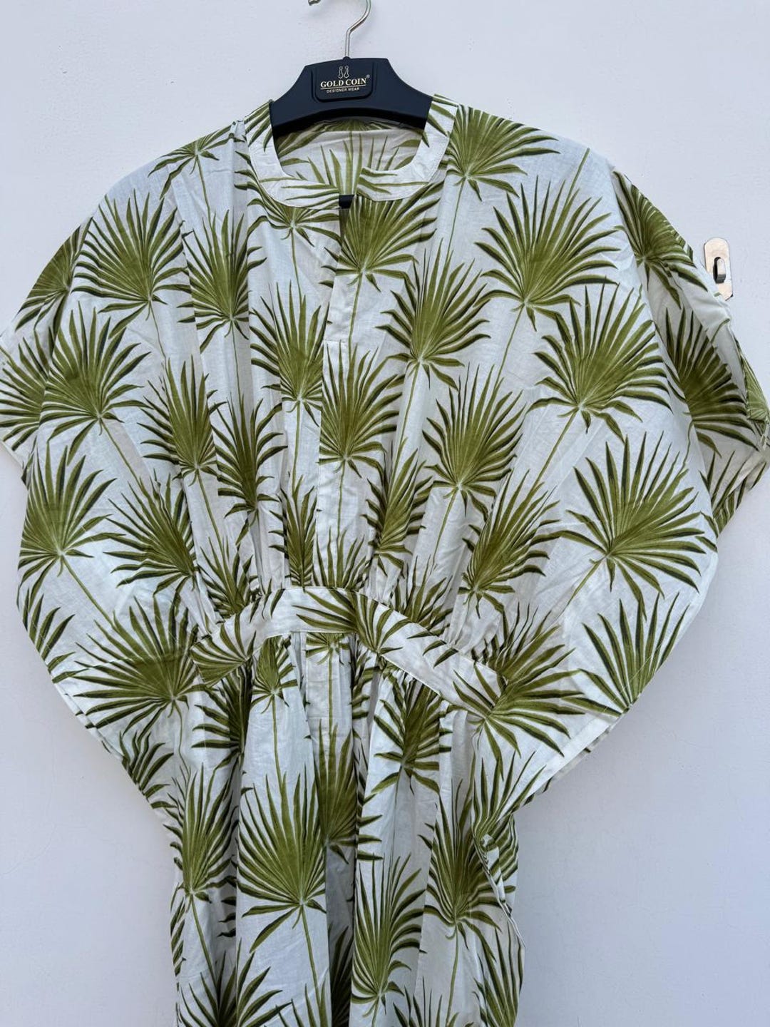 Women’s Tropical Palm Leaf Kaftan Dress – Boho Resort Wear, Beach Cover ...