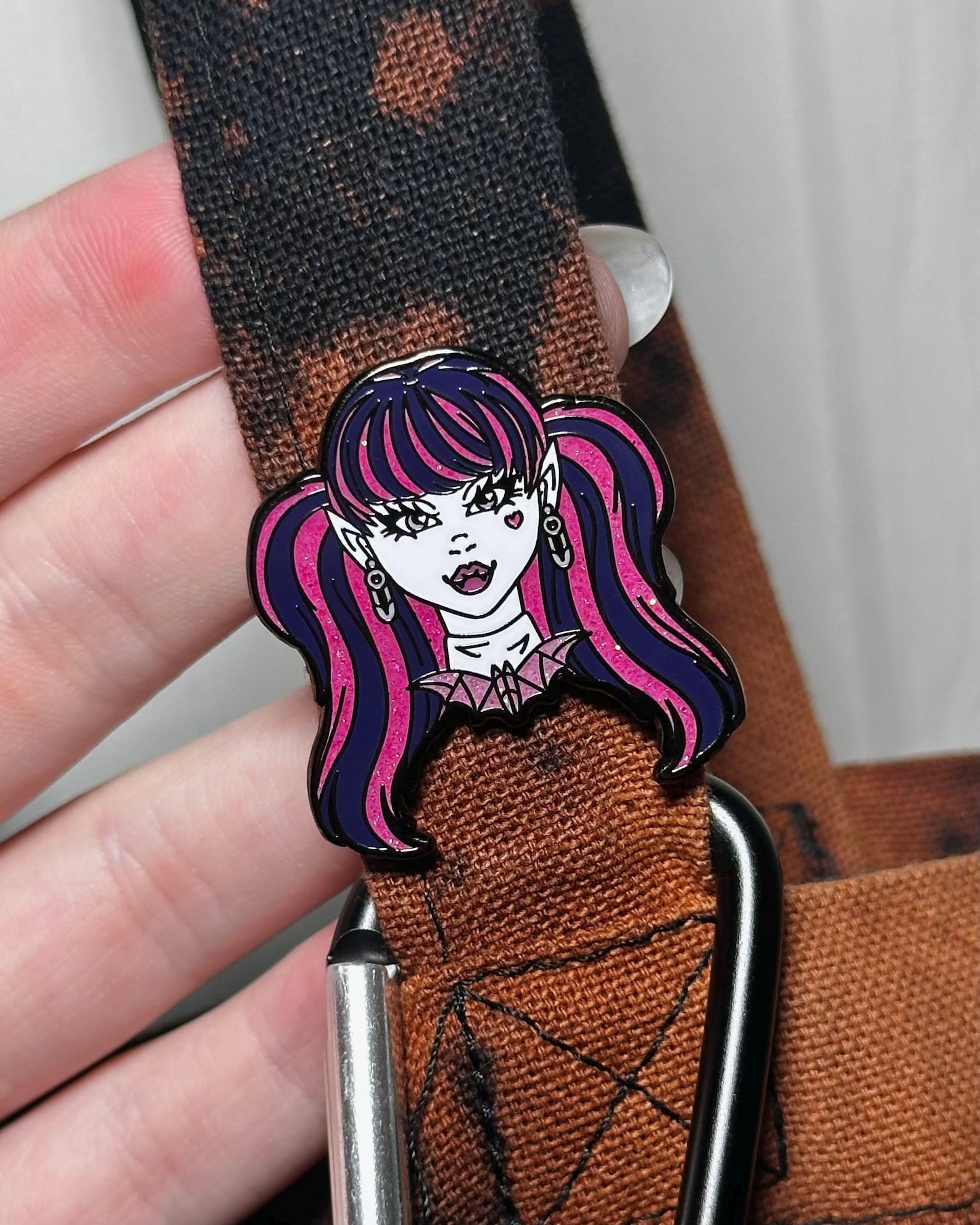 Glittery Pink Vampire Monster Girl Hard Enamel Pin - Etsy