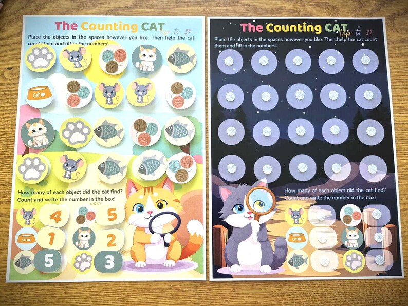 Counting Cat Math Game: Printable Numbers Activity (PDF Download) - Etsy