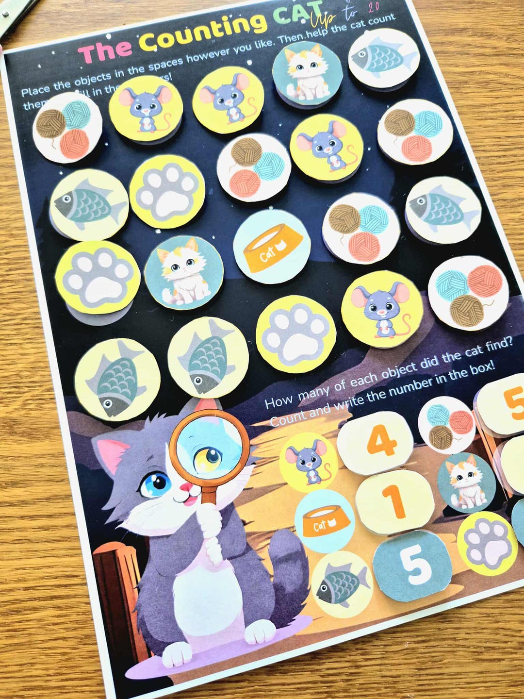 Counting Cat Printable Game: Preschool Math Activity (PDF Download) - Etsy