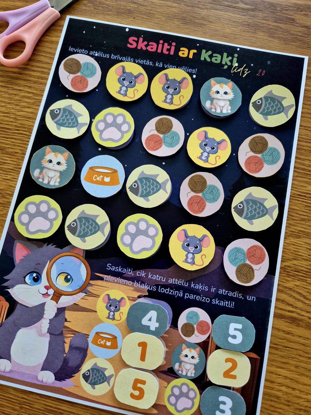 Cat Counting Game: Number Learning Activity (PDF Download A4 Format ...