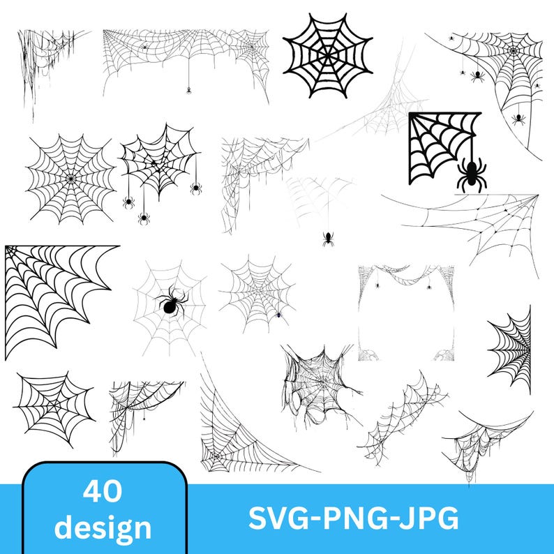 Spider Web SVG Bundle Halloween Files Cobweb Clipart Spider Silhouette ...