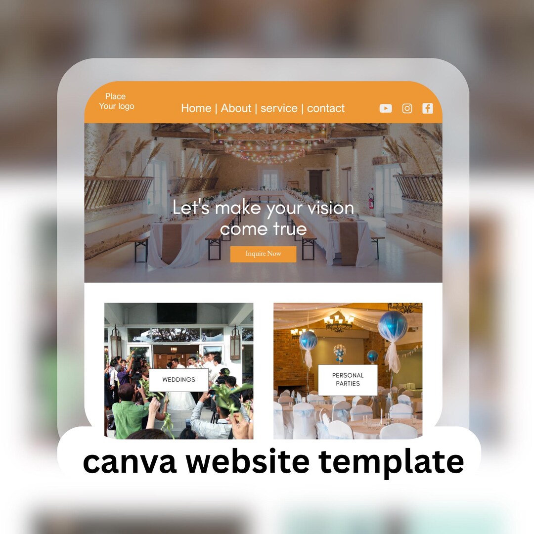 Editable Event Planner Website Template | Canva Web Design - Etsy