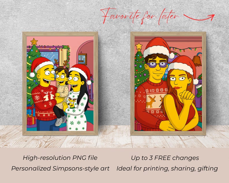 Simpsons Christmas Portrait From Photo | Custom Yellow Cartoon 3D ...