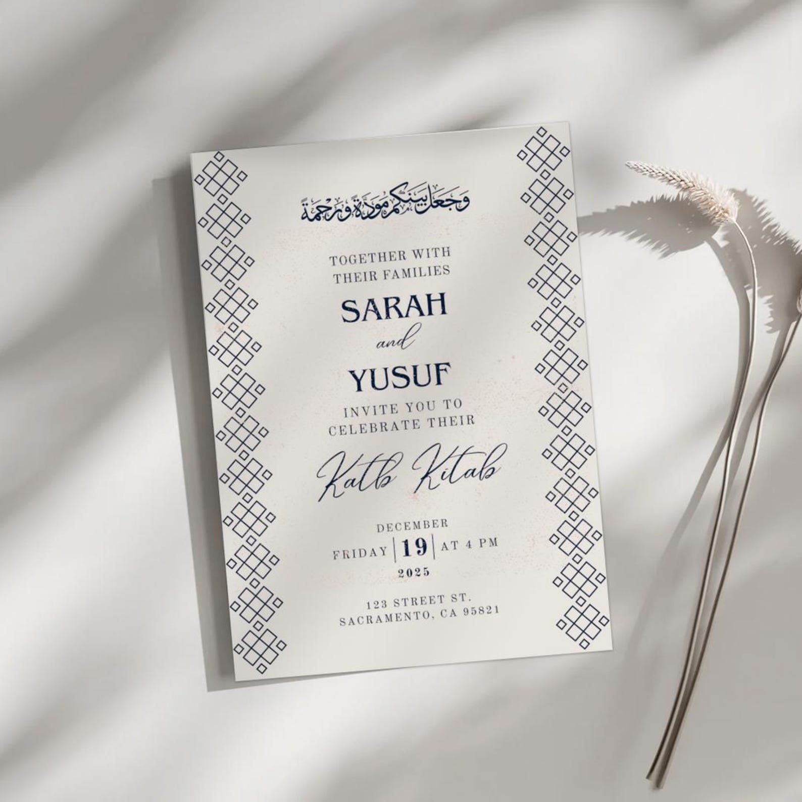 Editable Katb Kitab Invitation Template – Set of 2 Islamic Nikah ...