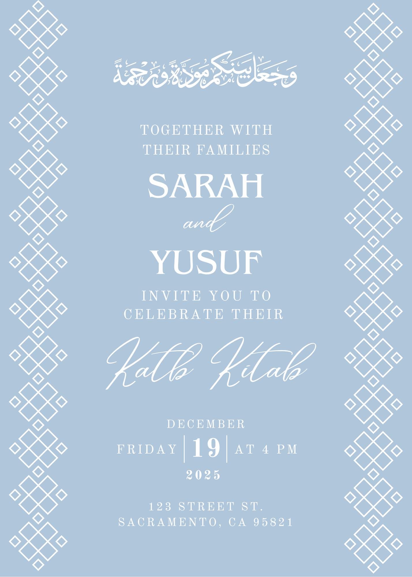 Editable Katb Kitab Invitation Template – Set of 2 Islamic Nikah ...