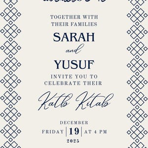 Editable Katb Kitab Invitation Template – Set of 2 Islamic Nikah ...