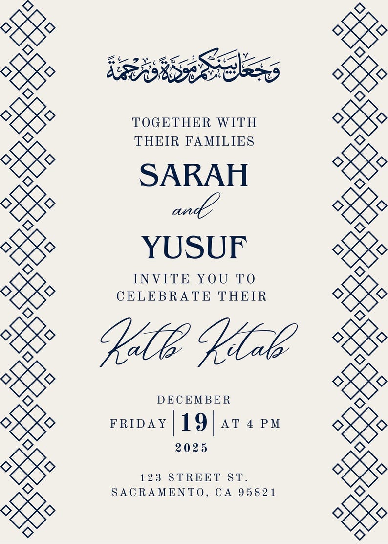 Editable Katb Kitab Invitation Template – Set of 2 Islamic Nikah ...
