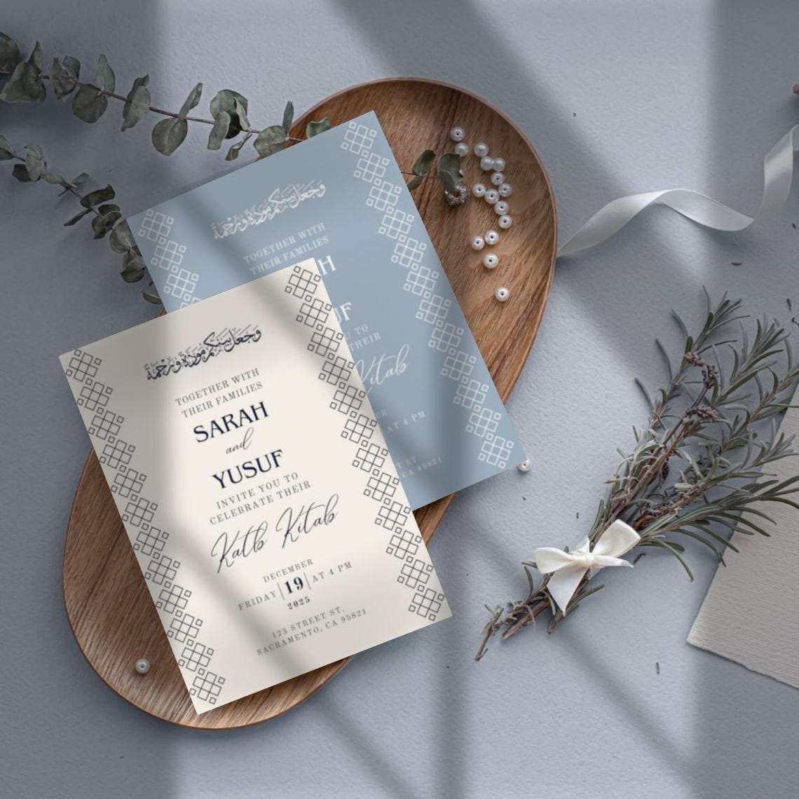 Editable Katb Kitab Invitation Template – Set of 2 Islamic Nikah ...