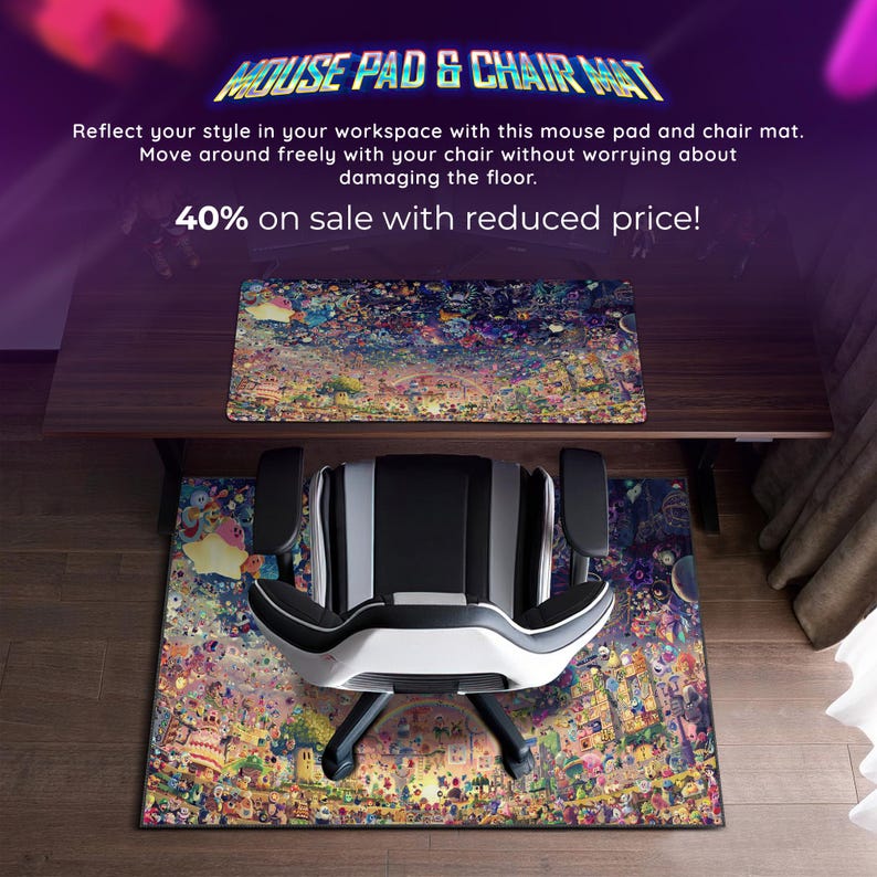 Kirby Dreamland Mouse Pad - Colorful Character Collage Gaming Desk Mat ...