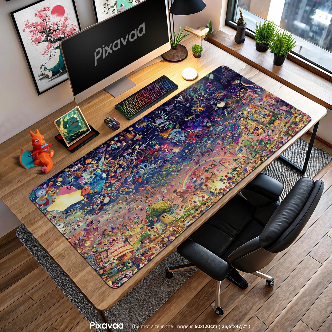 Kirby Dreamland Mouse Pad - Colorful Character Collage Gaming Desk Mat ...