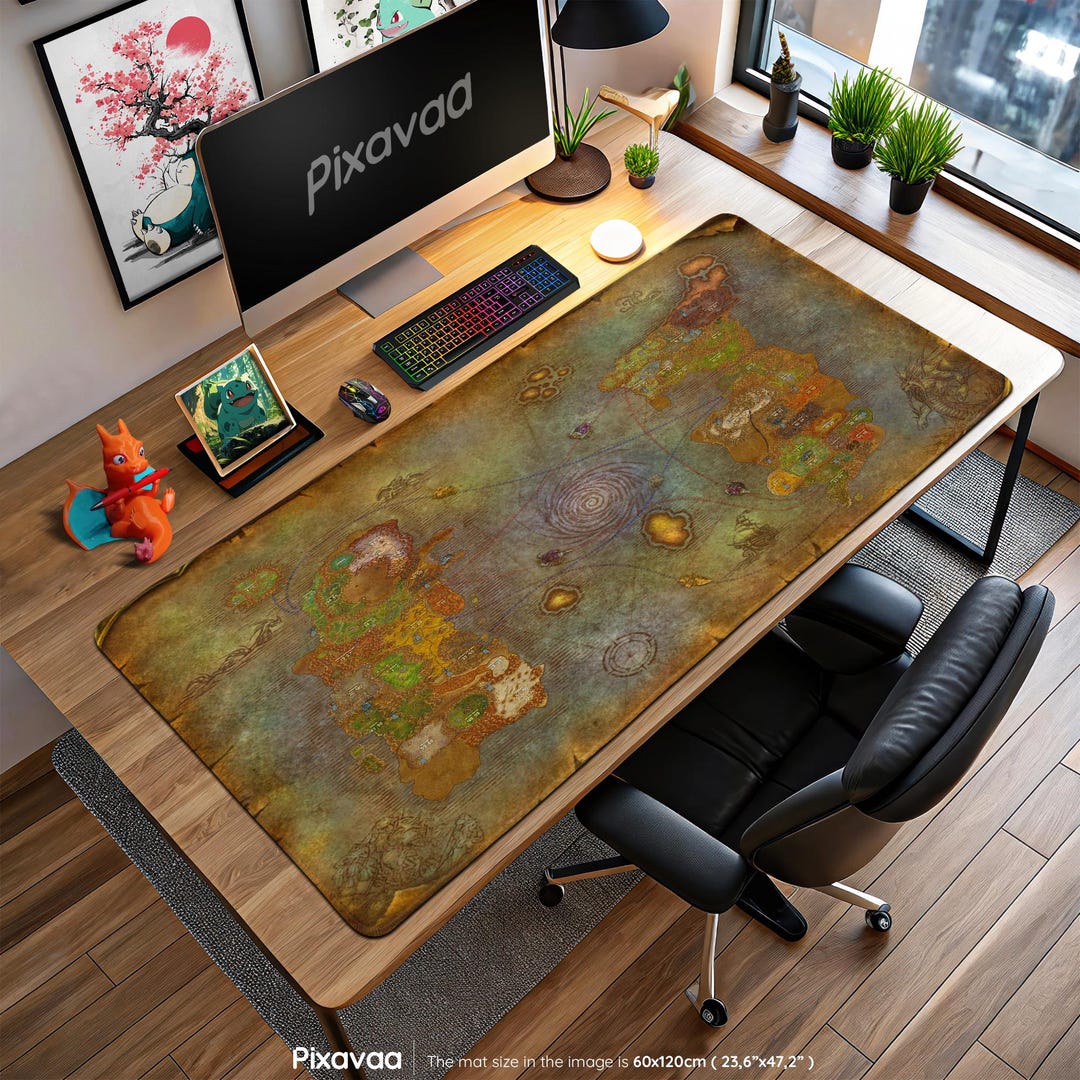 World of Warcraft Azeroth Map Mouse Pad – Wow Gaming Desk Mat, Kalimdor ...