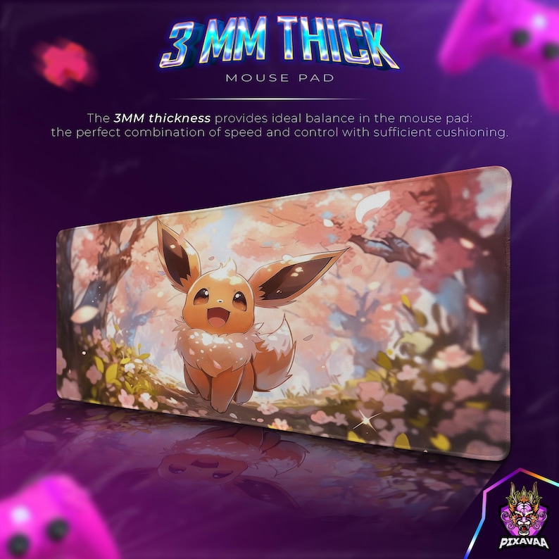 Eevee Cherry Blossom Mouse Pad - Spring Forest Pokémon Art Design, Cute ...