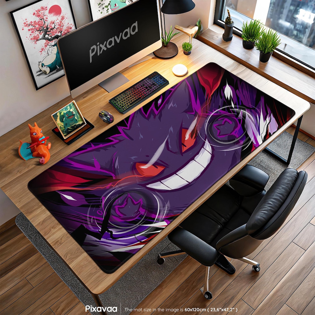 Gengar Shadow Mouse Pad - Ghost Pokémon Desk Mat With Haunter Style ...