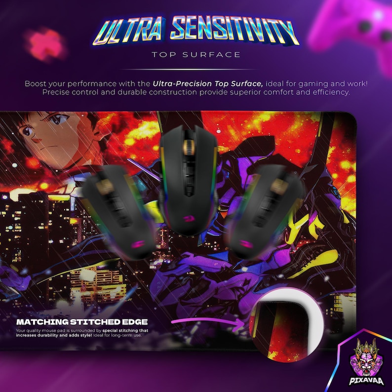 Eva Unit-01 & Shinji Mouse Pad - Fiery Tokyo-3 Neon Genesis Scene ...