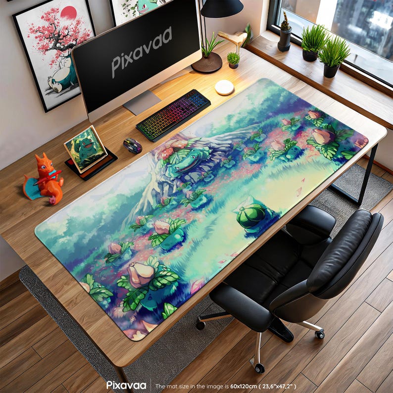 Bulbasaur Forest Mouse Pad - Venusaur Evolution Family Gaming Desk Mat ...
