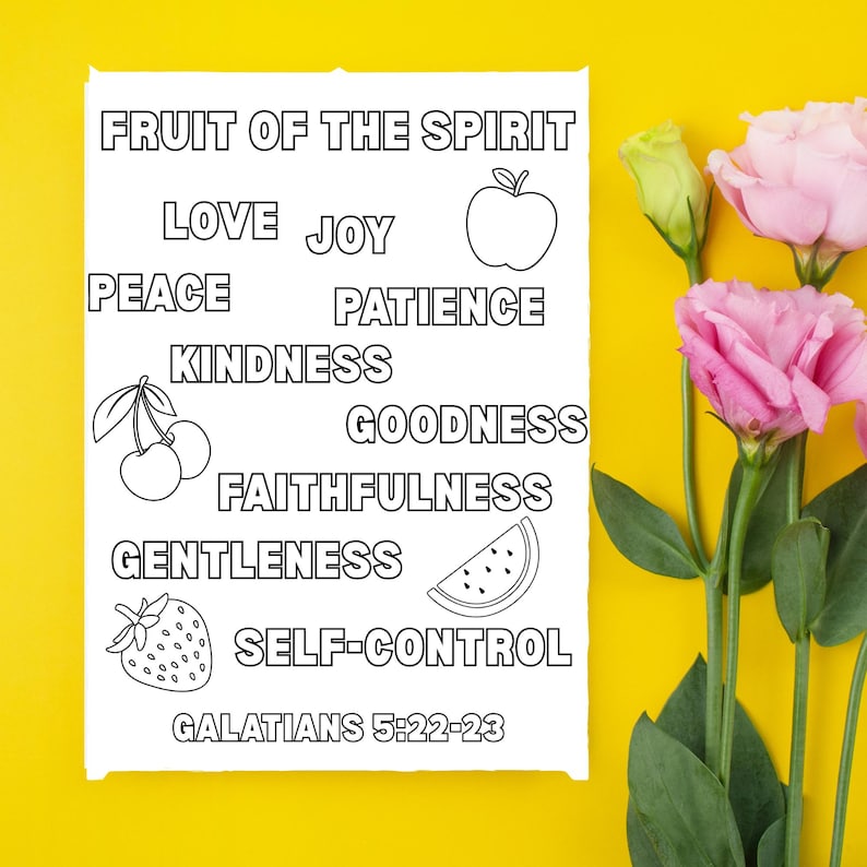 Fruit of the Spirit Coloring Page – Galatians 5:22-23 | Bible Verse ...