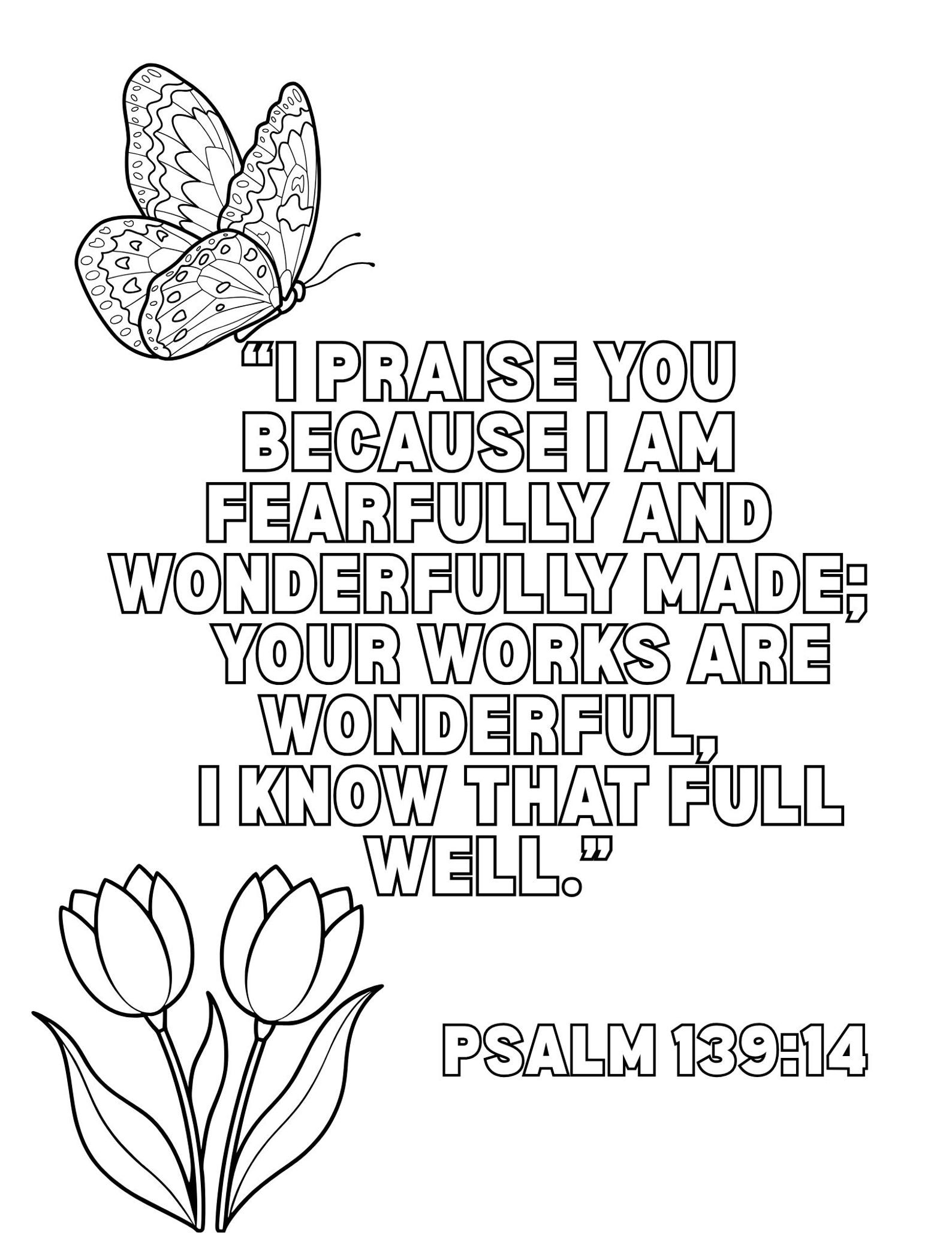 Psalm 139:14 Coloring Page | Fearfully and Wonderfully Made | Scripture ...