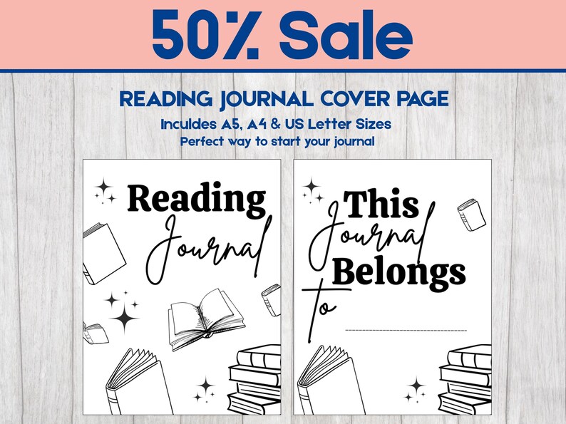 Reading Journal Cover Page – Printable Book Journal Title Page ...