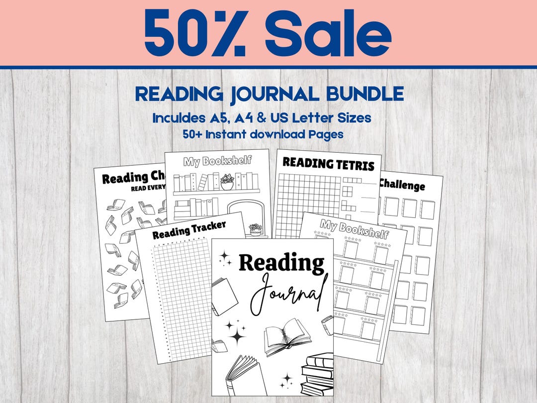 Reading Journal Printable Bundle: 50+ Book Trackers, Review Pages (A4 ...