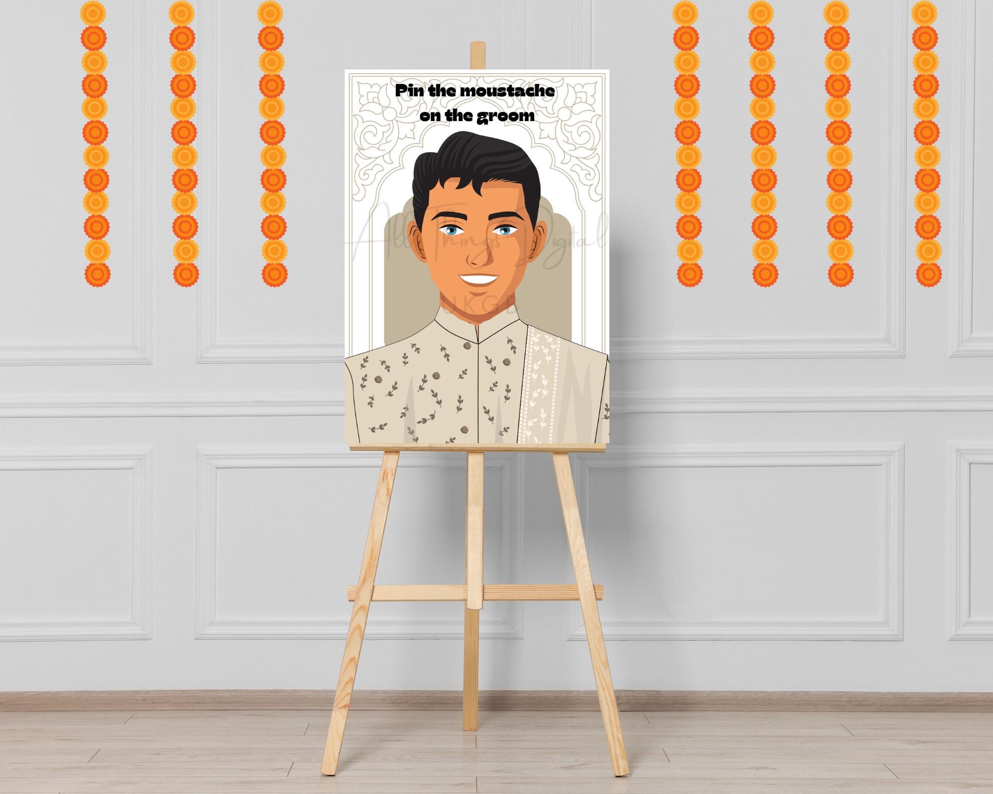 Pin the Moustache on the Groom Party Game: Desi Asian Wedding, Bachelor ...