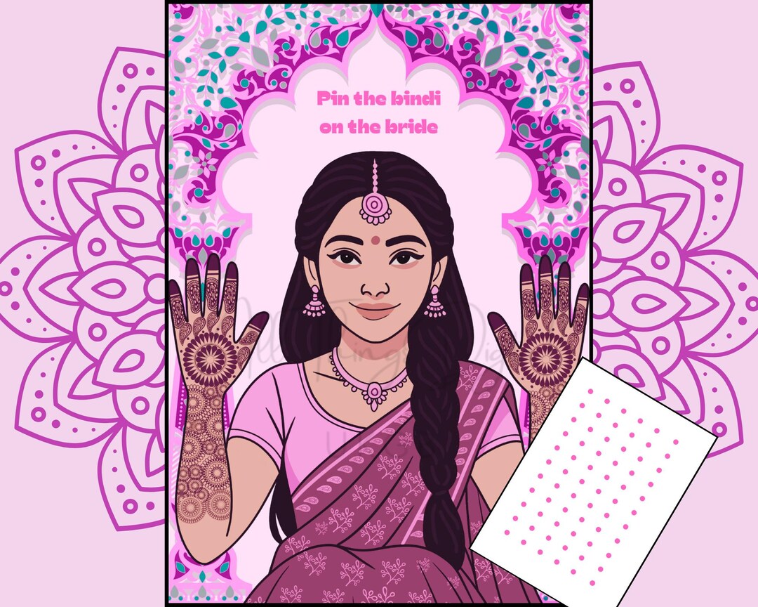 Pin the Bindi on Bride Party Game: Desi Bridal Shower, Mehndi, Haldi ...