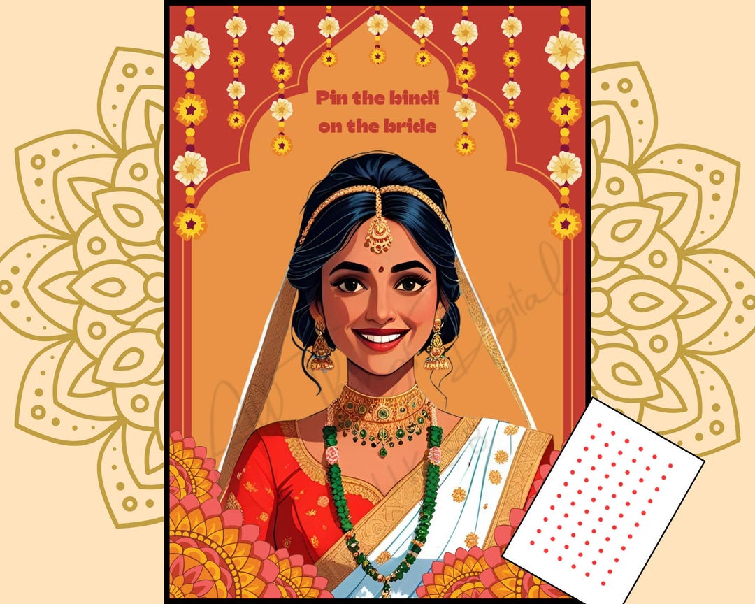 Pin the Bindi on Bride Party Game: Desi Bridal Shower, Mehndi, Haldi ...