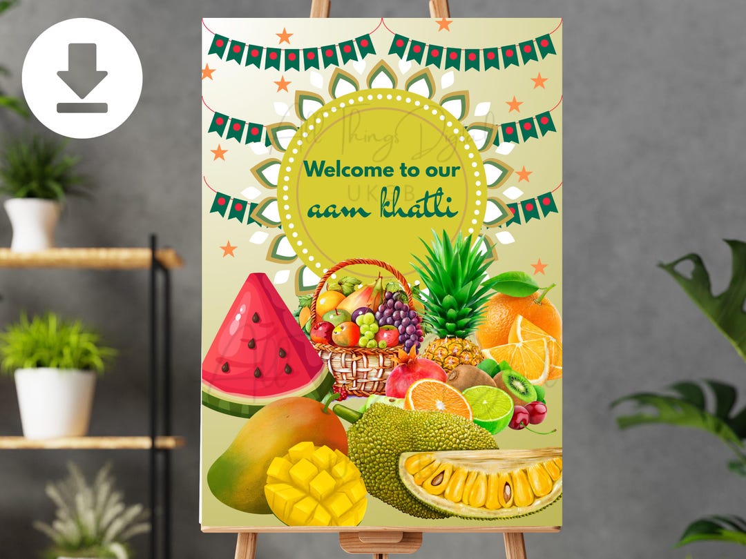 Bengali Wedding Welcome Sign: Aam Khatli Ceremony, Printable (digital ...