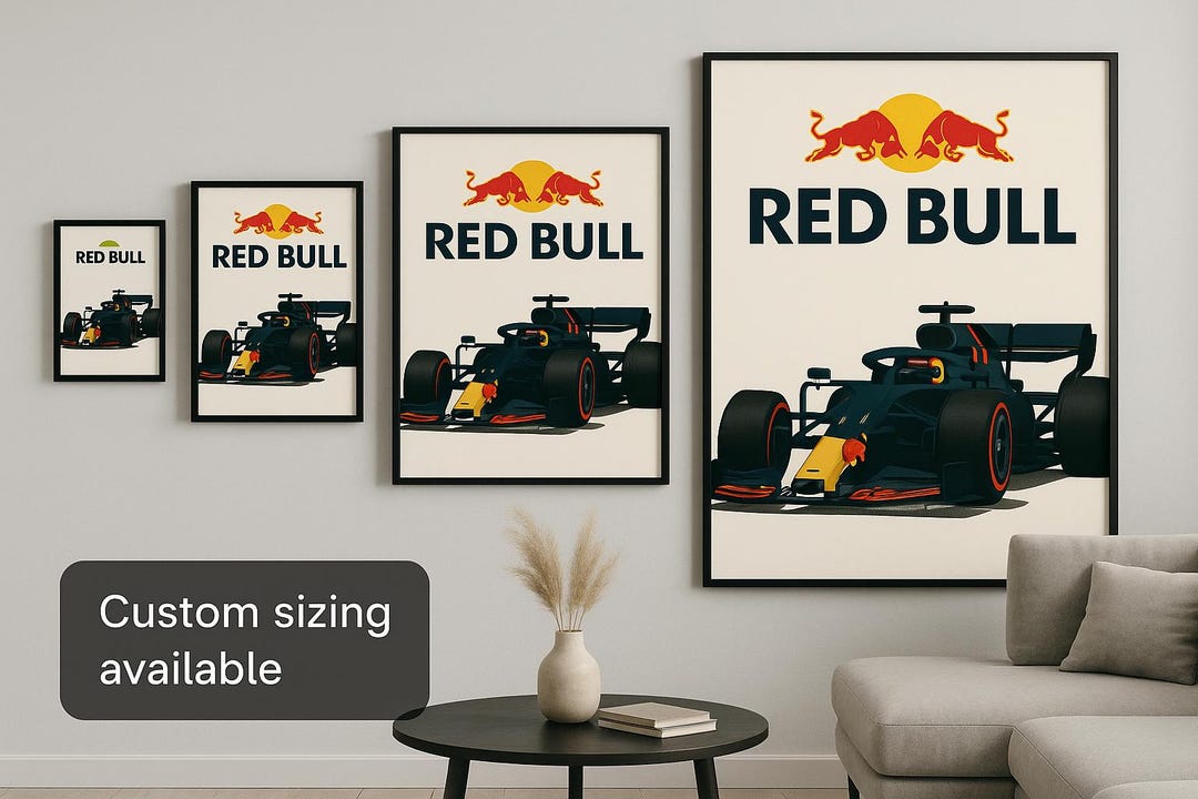 Red Bull Racing F1 Poster – Retro Style Formula 1 Wall Art | Max ...
