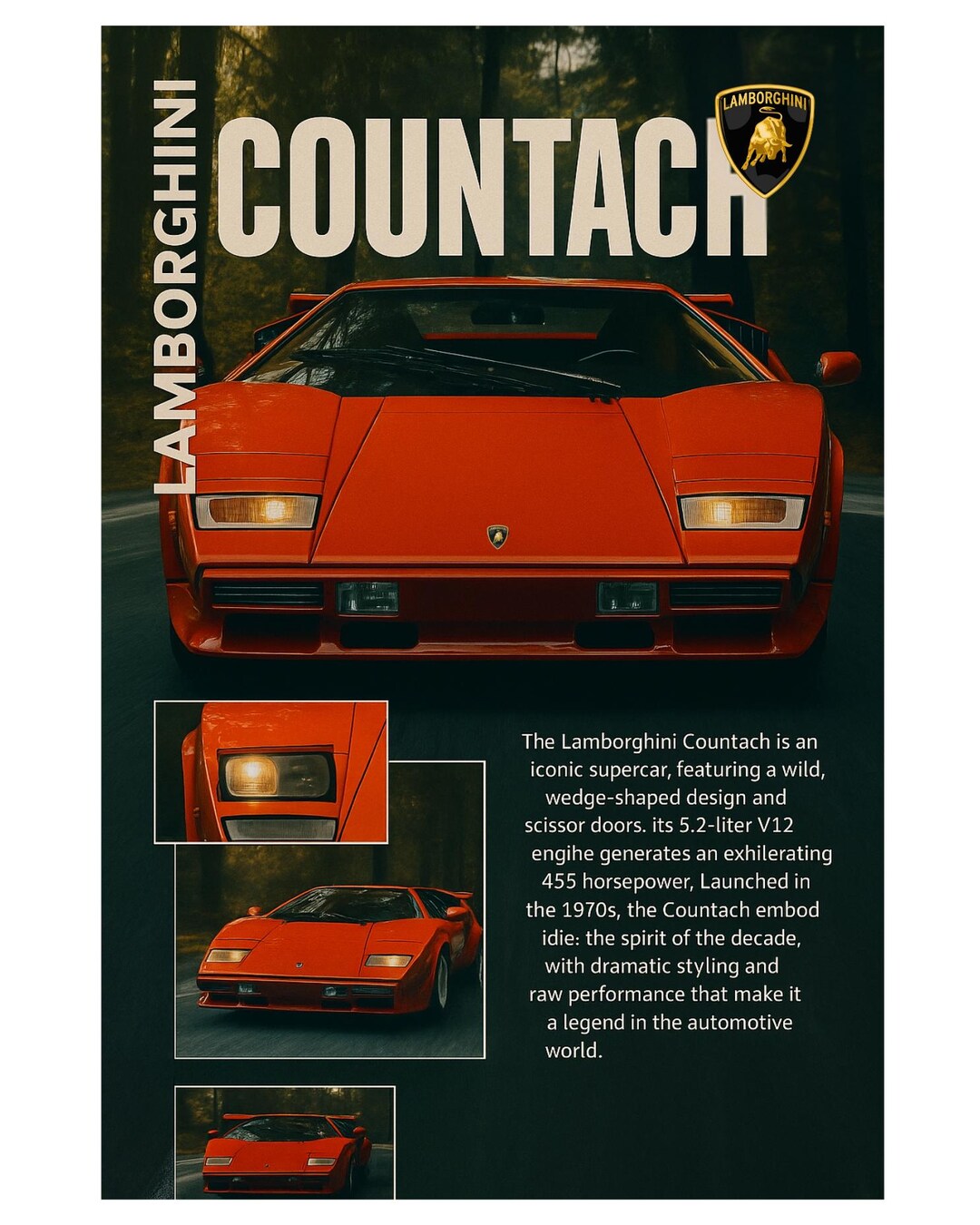 Lamborghini Countach Poster: 80s Supercar Wall Art (digital Download ...