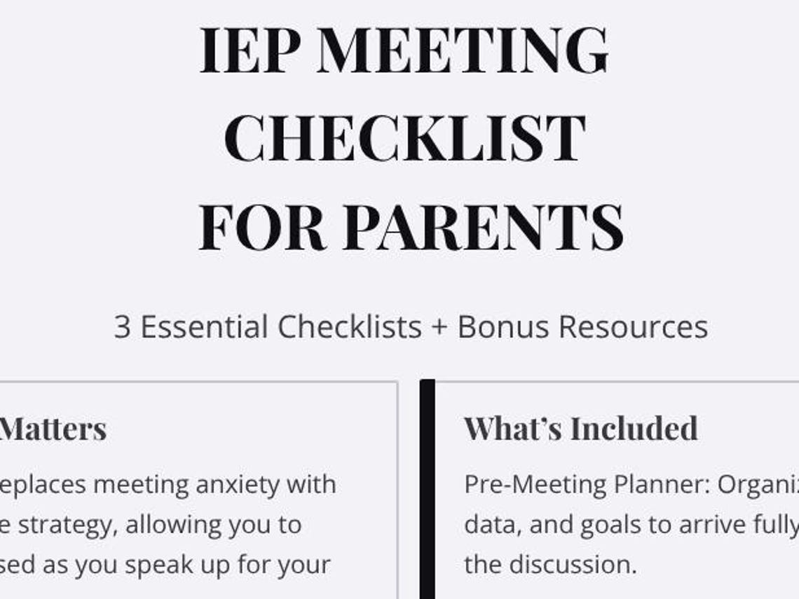 IEP Meeting Checklist for Parents | Prepare, Advocate, Follow up ...