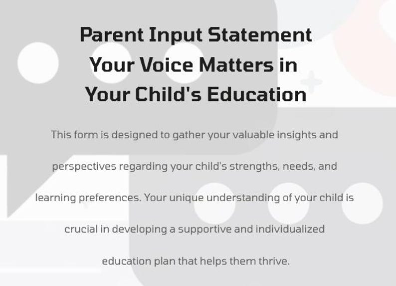 Parent Input Statement for IEP Meetings | Make Your Voice Heard ...