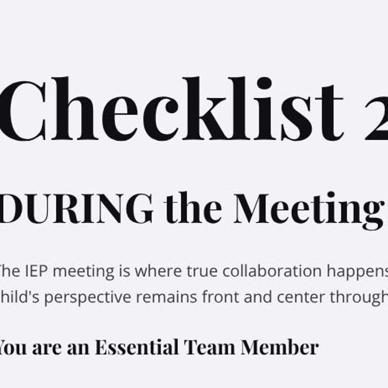 IEP Meeting Checklist for Parents | Prepare, Advocate, Follow up ...