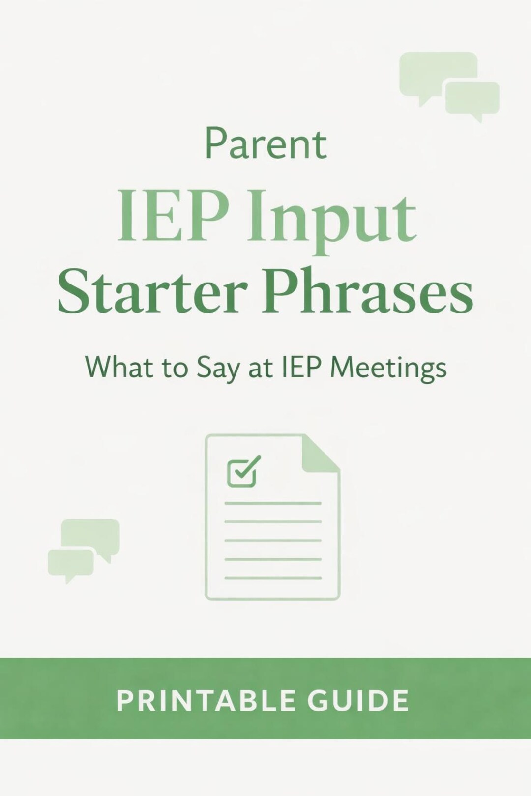 Parent IEP Meeting Guide | Input Statement Sentence Starters (printable ...