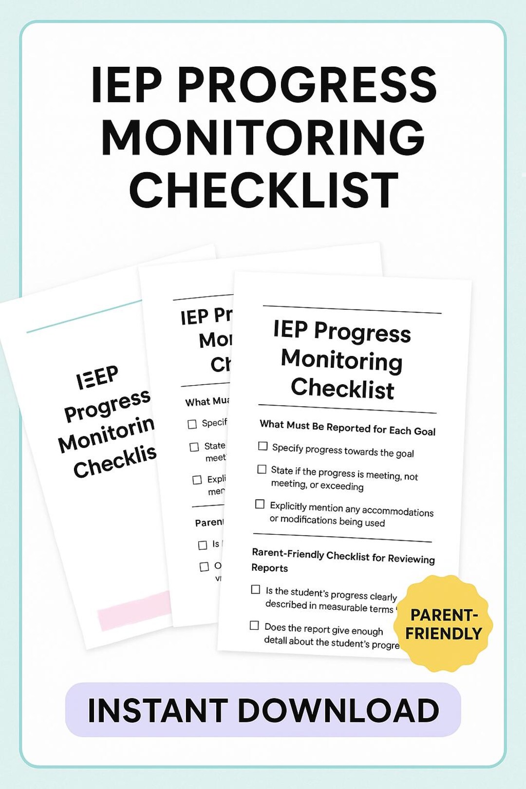 IEP Progress Monitoring Checklist | Track IEP Goals, Data & Supports ...