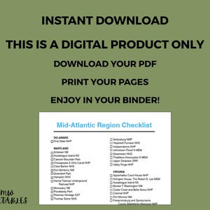 National Park Checklist: US Regions, NPS Tracker (digital Download) - Etsy