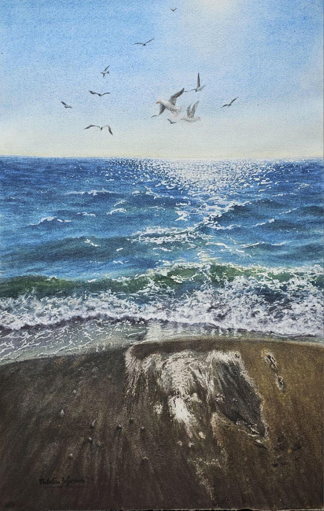 Sunny Day at the Sea, Summer Vacation, Blue Waves, Wet Sand, Shouting ...