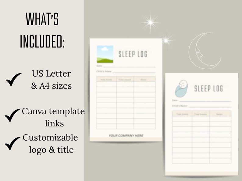 Baby Sleep Log Template | Printable, Canva Editable (PDF) - Etsy