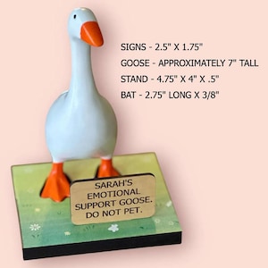 Emotional Support Desk Goose, Customized Sign, Stand for ...