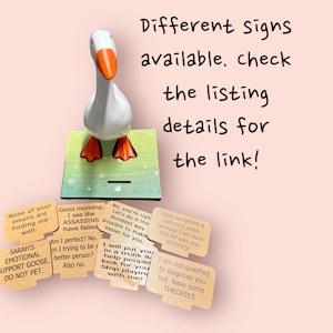 Emotional Support Desk Goose, Customized Sign, Stand for ...