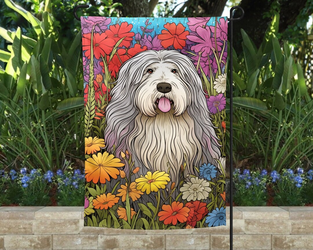 Old English Sheepdog Dog Garden Flag for Sheepdog Lovers, Sheepdog Dog ...
