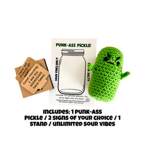 Punk Ass Pickle, Anti Emotional Support Pickle, Crochet Pickle, Funny ...