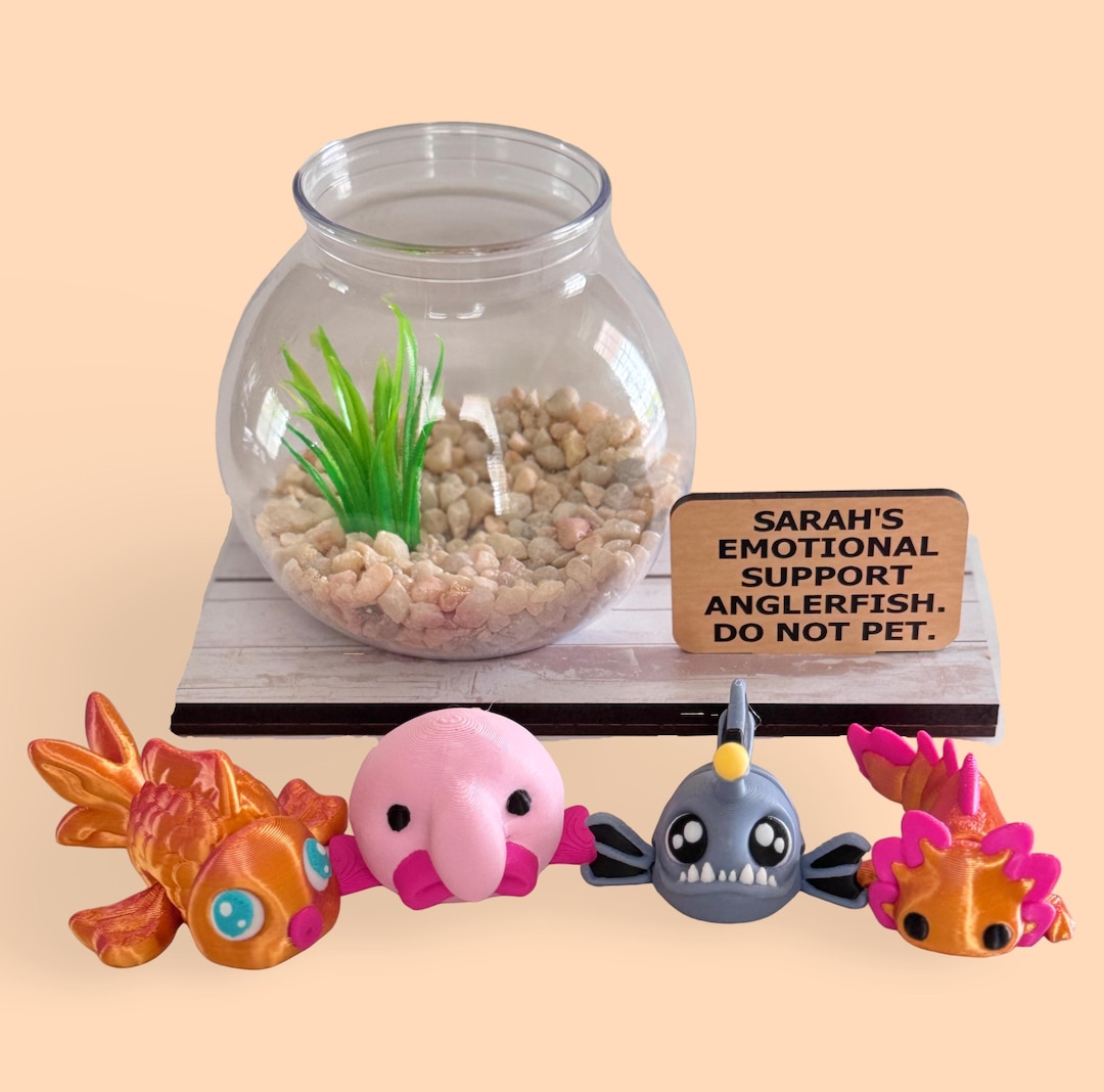 Desktop AQUARIUM, Desktop Toys, Cubicle Gifts, Goldfish, Anglerfish ...
