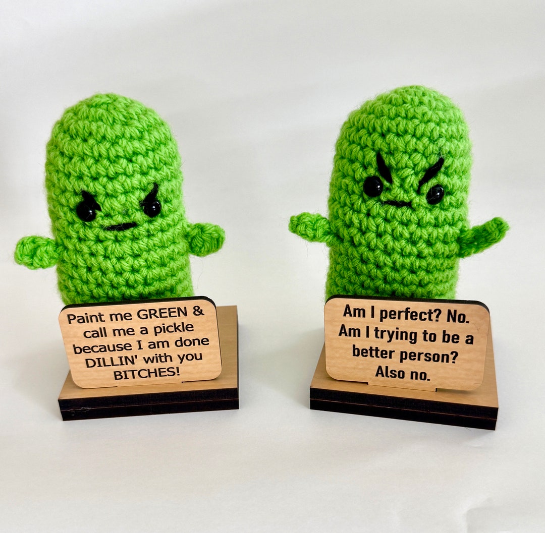 Punk Ass Pickle, Anti Emotional Support Pickle, Crochet Pickle, Funny ...